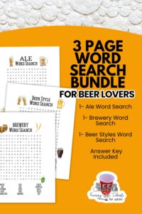 Beer Word Searches - Printable Party Games for Adults