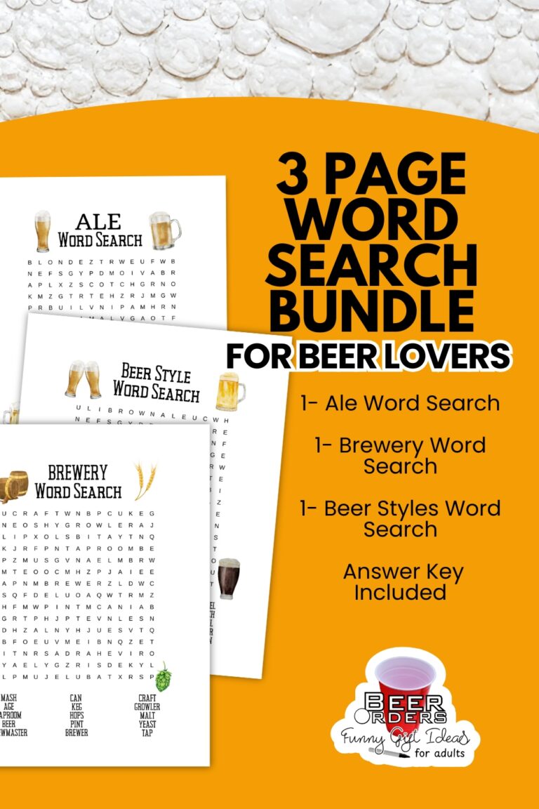Beer Word Searches - Printable Party Games for Adults